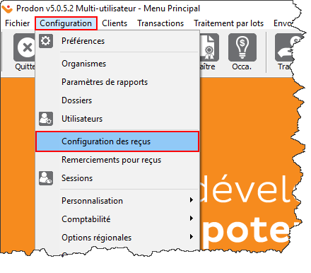 ProDon:Configuration d'un reçu Word — Logilys