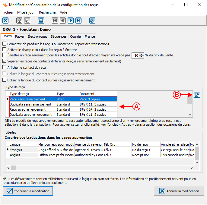 ProDon:Configuration d'un reçu Word — Logilys