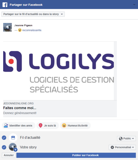 ProDon:Configuration de la page d'accueil et du site Web — Logilys